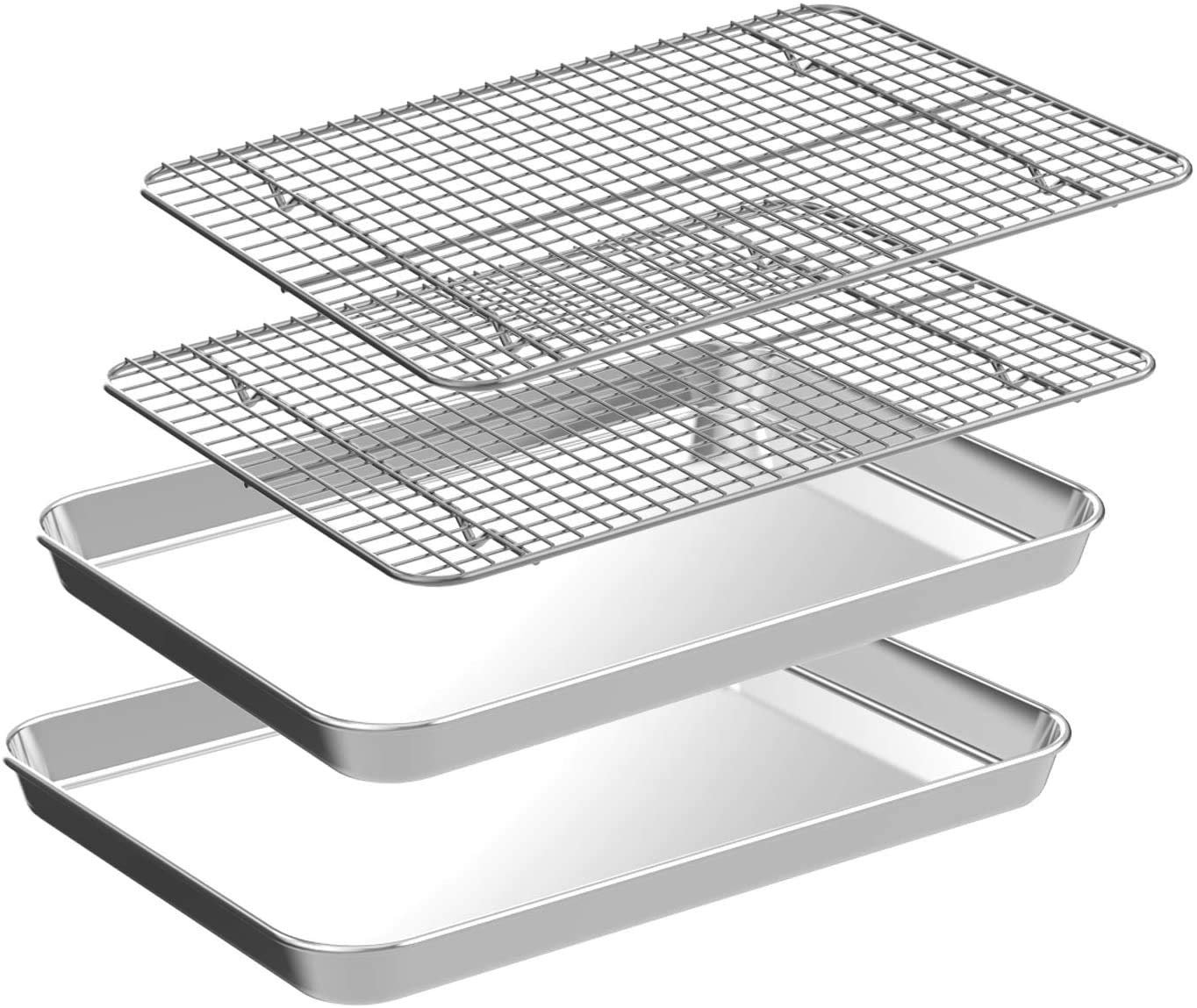 chuangyanUS Quarter Sheet Pan With Cooling Rack Set [2 Baking Sheets ...